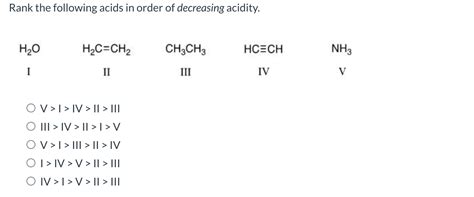 Solved Rank the following acids in order of decreasing | Chegg.com