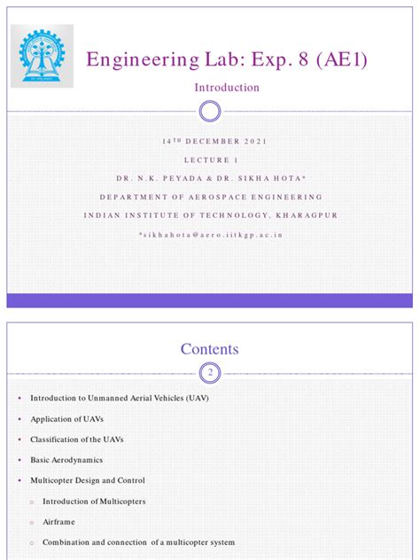 Engg Lab L01 Introduction Without Video Pdf Quadcopter Unmanned Aerial Vehicle