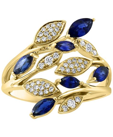 Effy Collection Effy® Sapphire 1 1 6 Ct T W And Diamond 1 4 Ct T W Vine Ring In 14k Gold