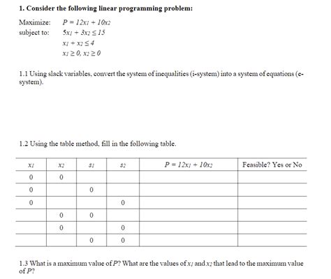 Solved Consider The Following Linear Programming Problem Chegg