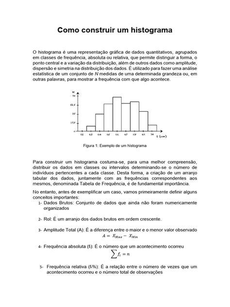 Como Construir Um Histograma Pdf Histograma Dados