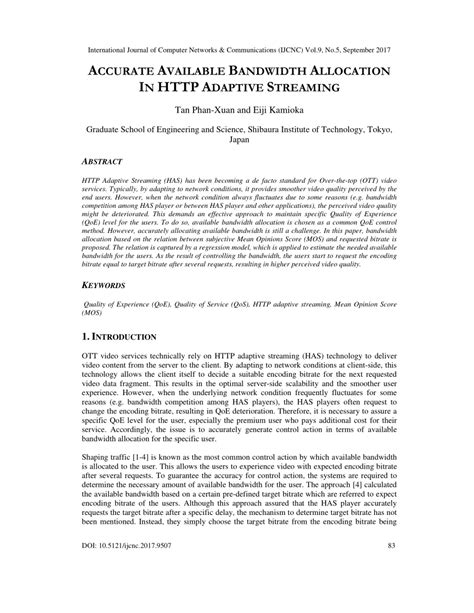 Pdf Accurate Available Bandwidth Allocation In Adaptive Streaming