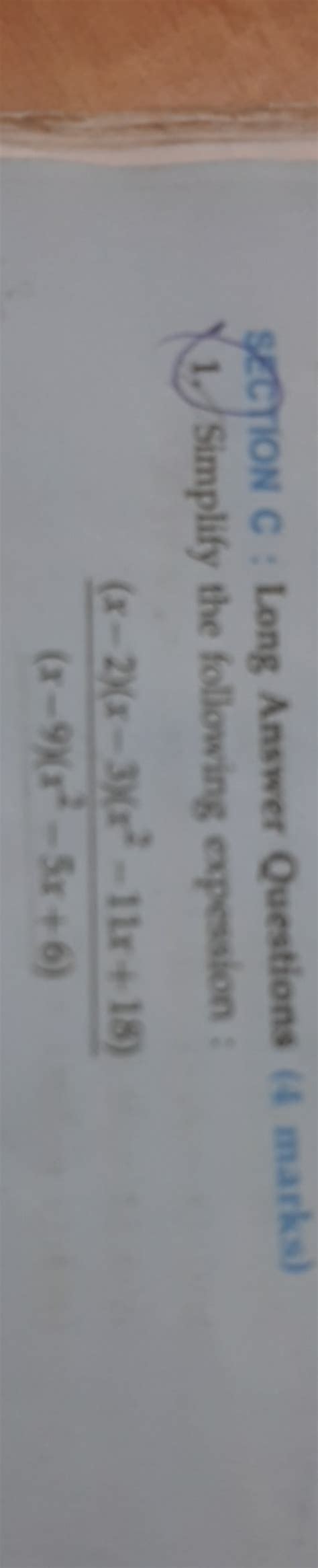 Section C Long Answer Questions 4 Marks Simplify The Following Expesa