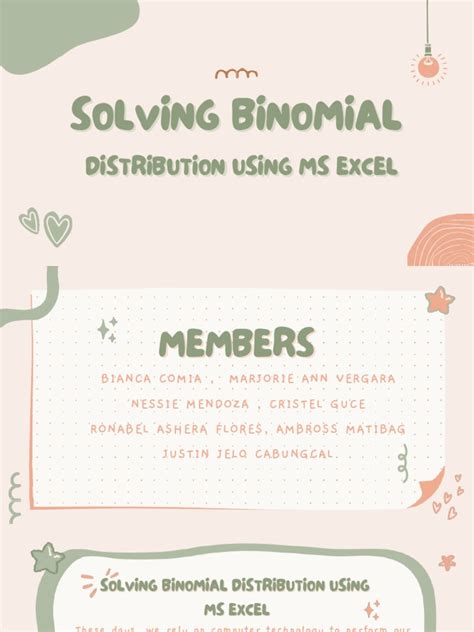 Solving Binomial Distribution Using Ms Excel 1 Pdf Probability Distribution Variance