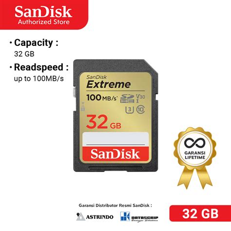Jual SD Card 32GB SanDisk Extreme UHS I 4K U3 Up To 100Mbps Garansi Resmi Lifetime Shopee