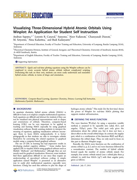 Pdf Visualizing Three Dimensional Hybrid Atomic Orbitals Using Winplot An Application For