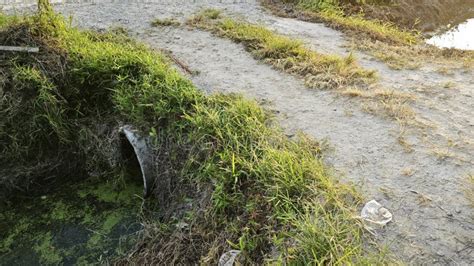 The Temporary Drainage System For The Construction Site Along The Rural