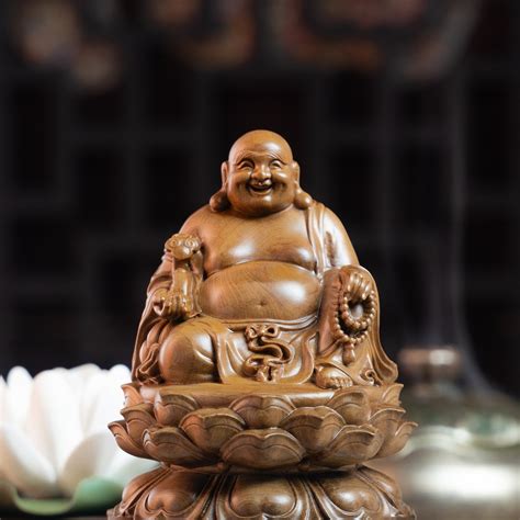 Happy Buddha Laughing Buddha Statue Maitreya Buddha Wooden Buddha