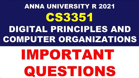 CS DIGITAL PRINCIPLES AND COMPUTER ORGANISATIONS ANNA UNIVERSITY IMPORTANT QUESTIONS YouTube