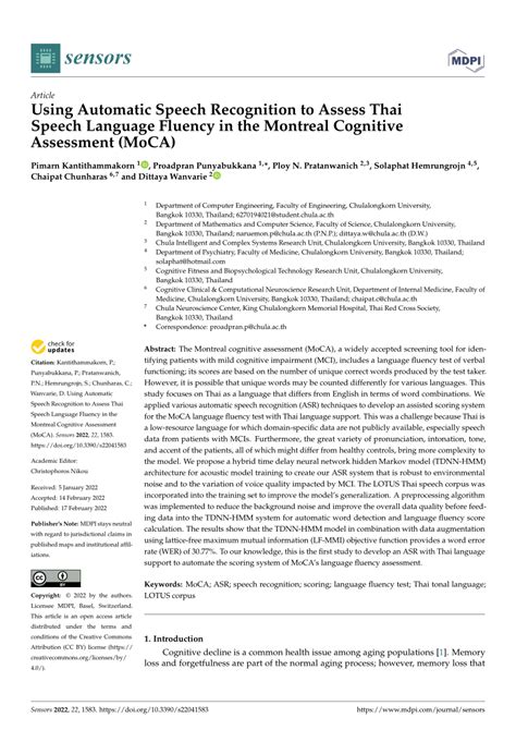 Pdf Using Automatic Speech Recognition To Assess Thai Speech Language Fluency In The Montreal