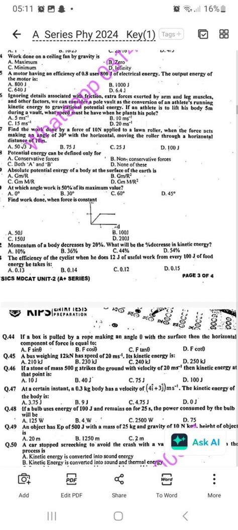 49 An Object Has Ep Of 500 J With A Mass Of 25 Kg And Gravity Of 10 N Kgt