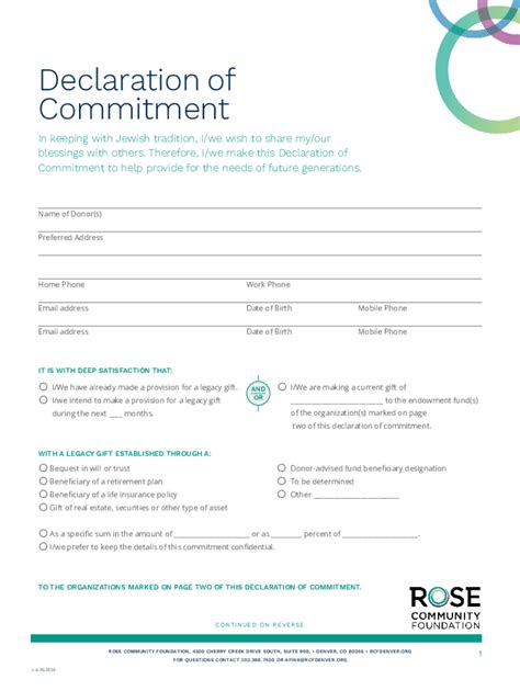 Fillable Online Declaration Of Commitment Fax Email Print Pdffiller