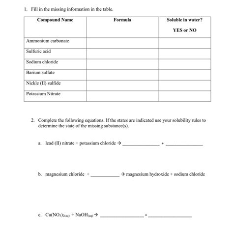 solved 1 fill in the missing information in the table