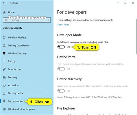 Turn On Or Off Developer Mode In Windows Tutorials
