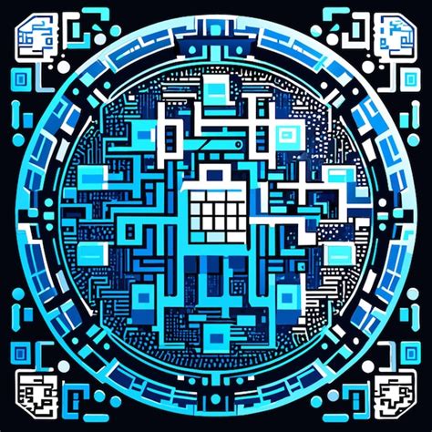 Qr 바코드 블루 회로판 디지털 Qr 코드 ⁇ 터 ⁇ 화 프리미엄 Ai 생성 벡터