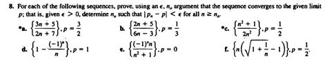 solved for each of the following sequences prove using an
