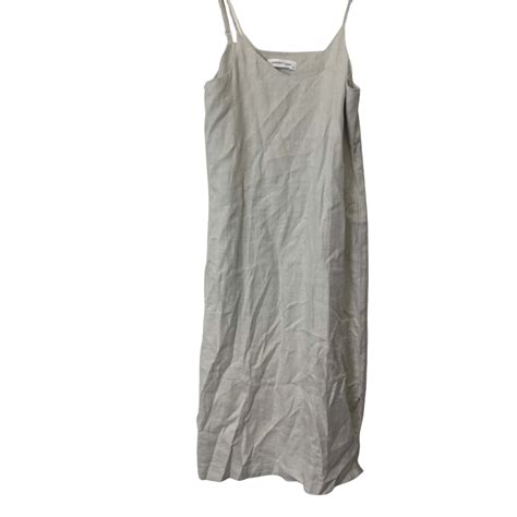Assembly Label Linen Size 10 Midi Dress Greybeige S