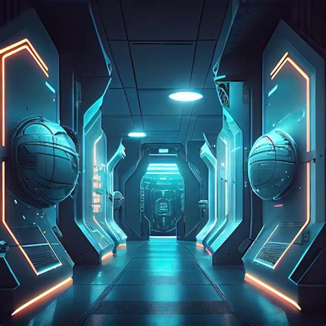 Premium Ai Image Futuristic Interior Of Space Future With Glowing And Illuminated Walls Scifi