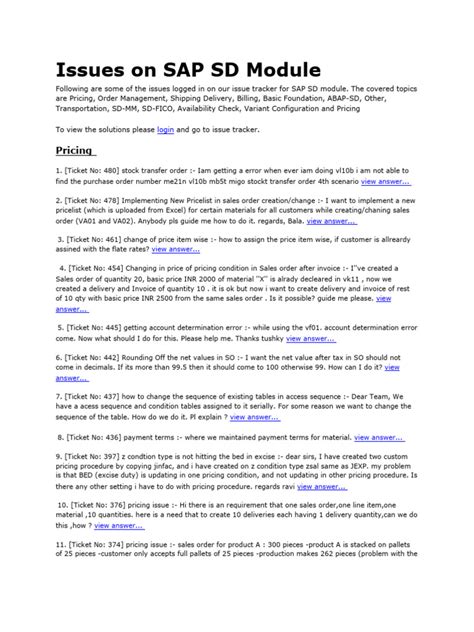 sap sd issues on sap sd module pdf free pdf