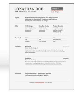 HTML Resume Templates Examples