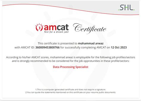 Mohammad Arwaz On Linkedin I Have Got A Certificate From Amcat Of Data