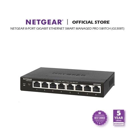 Netgear 8 Port Gigabit Ethernet Smart Managed Pro Switch Gs308t
