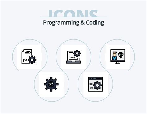 Programming And Coding Line Filled Icon Pack 5 Icon Design Develop Browser Flowchart Website
