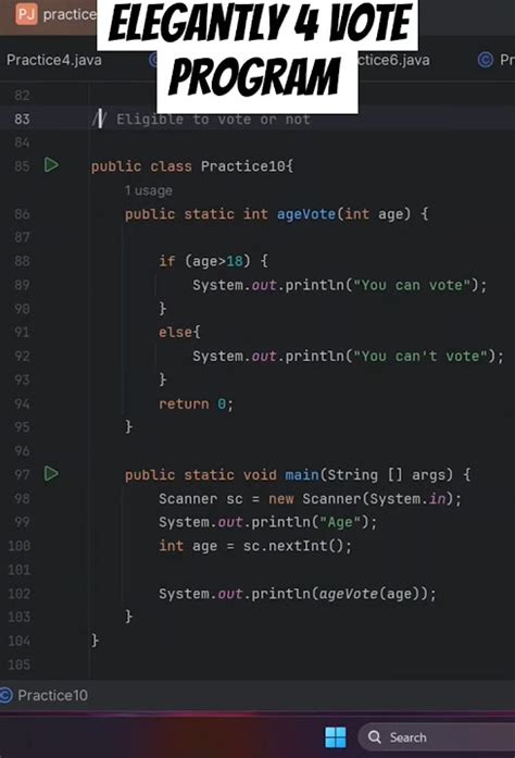 Eligibility For Vote Program In Java C C Code Coding