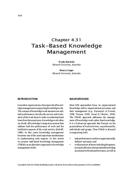 Pdf Task Based Knowledge Management