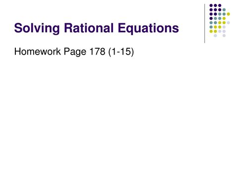 PPT Solving Rational Equations PowerPoint Presentation Free Download