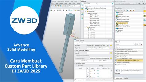 Advance Solid Modelling Tutorial Cara Membuat Custom Part Library Di Zw3d 2025 Youtube