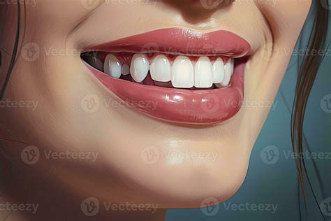 AI Generated Close Up Of A Smile With Nice White Teeth AI Generated Stock Photo At