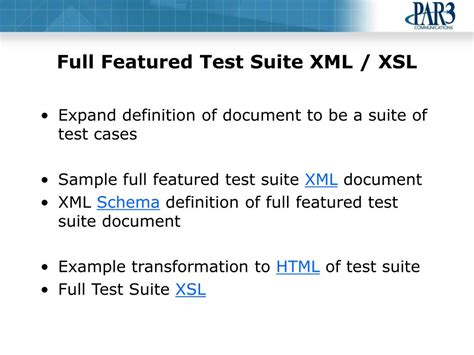 ppt using xml for test case definition storage and presentation