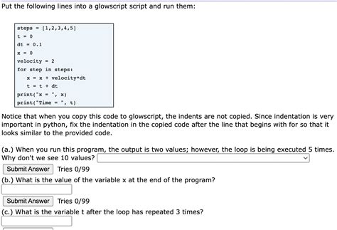 Solved Put The Following Lines Into A Glowscript Script And Chegg