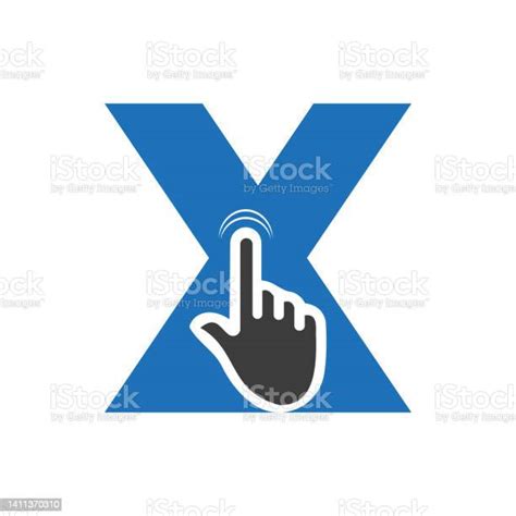 편지 X 손가락 클릭 로고 벡터 템플릿 개념 기술 기호에 대 한 개념에 대한 스톡 벡터 아트 및 기타 이미지 개념 누름 버튼 디자인 Istock