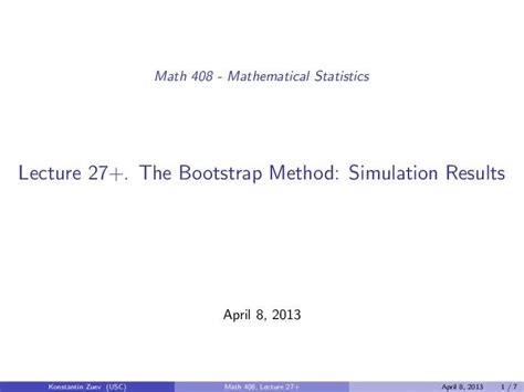 pdf lecture 27 the bootstrap method simulation resultszuev