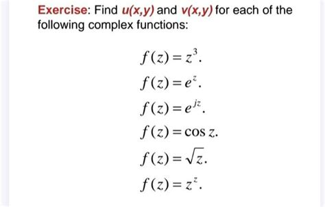 solved exercise find u x y and v x y for each of the