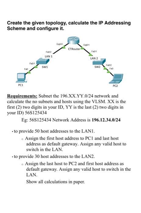 Solved Create The Given Topology Calculate The IP Chegg