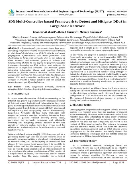 Sdn Ddos Mitigation Multi Controller Framework