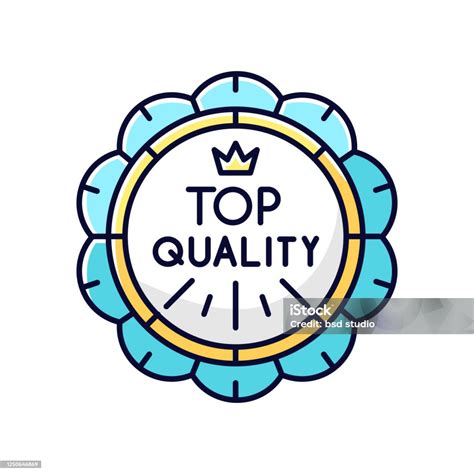 최고 품질의 Rgb 색상 아이콘 프리미엄 상품 고급 상품 엠블럼 높은 수준의 품질 브랜드 지분 크라운 격리 벡터 일러스트가 있는 권위있는 배지 0명에 대한 스톡 벡터 아트