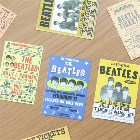블랭크스페이스 빈티지 티켓 스티커 55장 비틀즈 록밴드 위시버킷