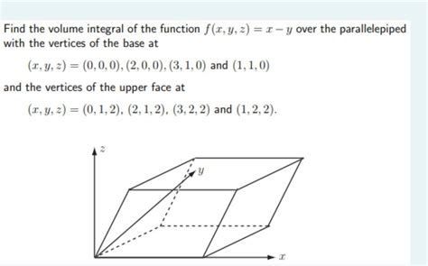 Solved Find The Volume Integral Of The Function F I Y Z Chegg