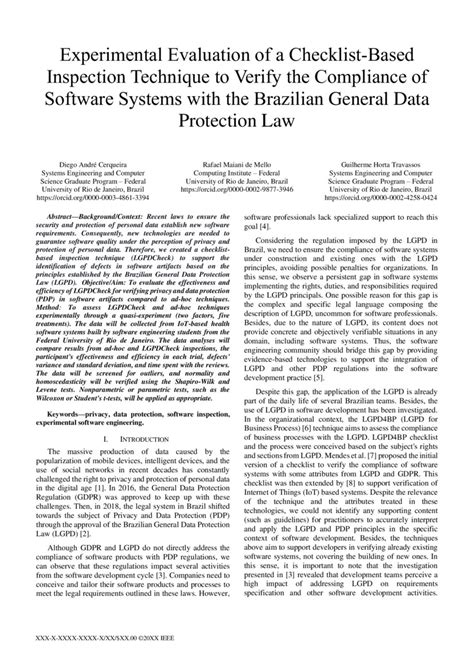 Experimental Evaluation Of A Checklist Based Inspection Technique To Verify The Compliance Of
