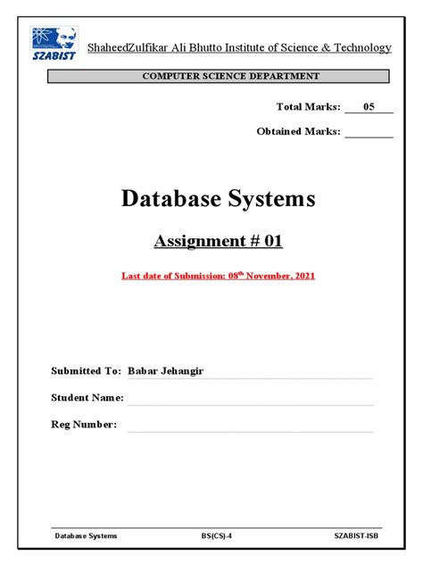 Database Systems Assignment 01 Pdf Databases Computer Science