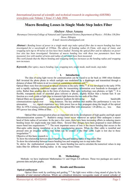 Macro Bending Losses In Single Mode Step Index Fiber Pdf
