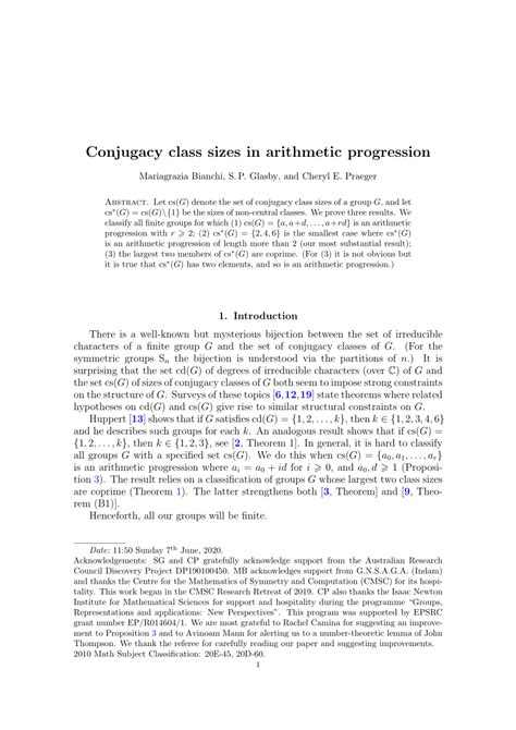 pdf conjugacy class sizes in arithmetic progression