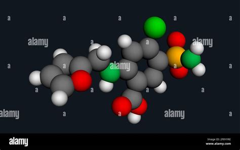 Furosemide Frusemide Molecule Diuretic Drug Is Used To Treat Hypertension And Edema