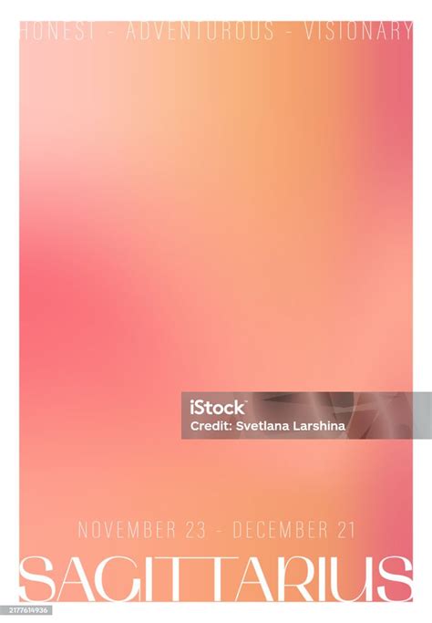 궁수자리 조디악 로그인 Y2k 스타일의 현대 점성술 포스터 흐릿한 별자리 배경 소셜 미디어 게시물을 위한 그라디언트 템플릿입니다 타로 리더와 점성가에게 적합합니다 벡터