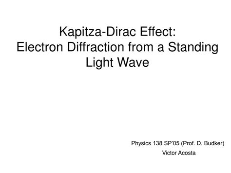 Ppt Kapitza Dirac Effect Electron Diffraction From A Standing Light Wave Powerpoint