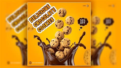 photoshop tutorial how to create cookies banner design for advertisement backdrop design
